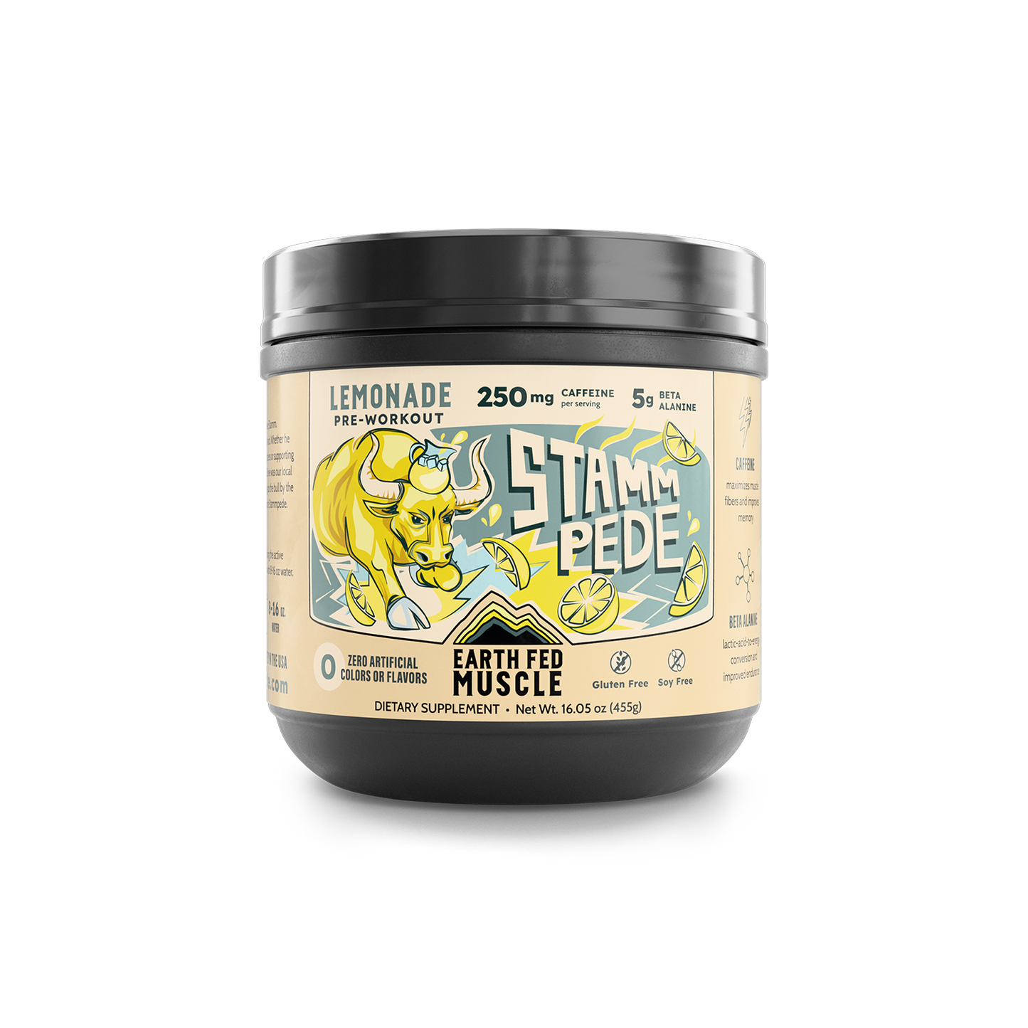 Stammpede Lemonade Pre Workout | Earth Fed Muscle | Clean, Beta Alanine ...