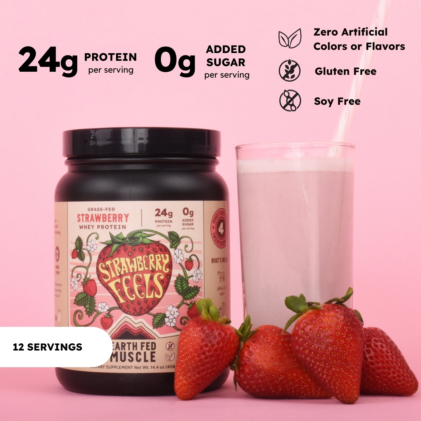 Strawberry | Best Tasting Whey Protein Isolate Powder | Truly Grass Fed ...