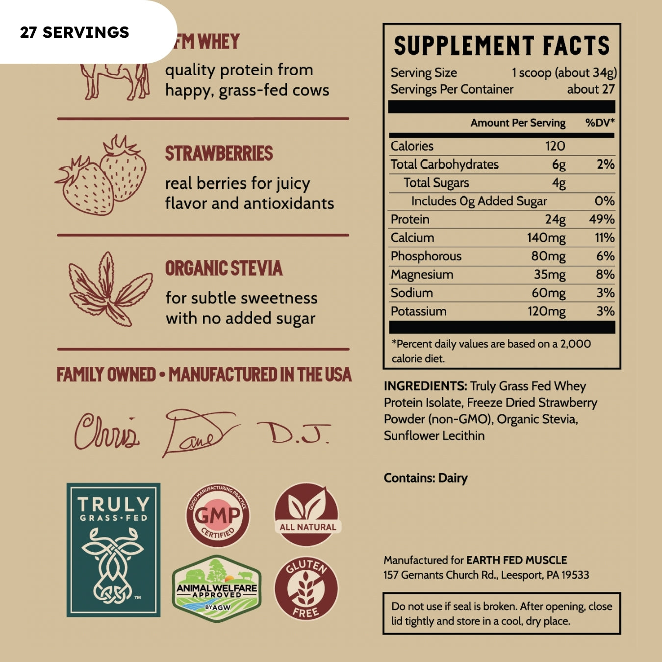 Strawberry | Best Tasting Whey Protein Isolate Powder | Truly Grass Fed ...