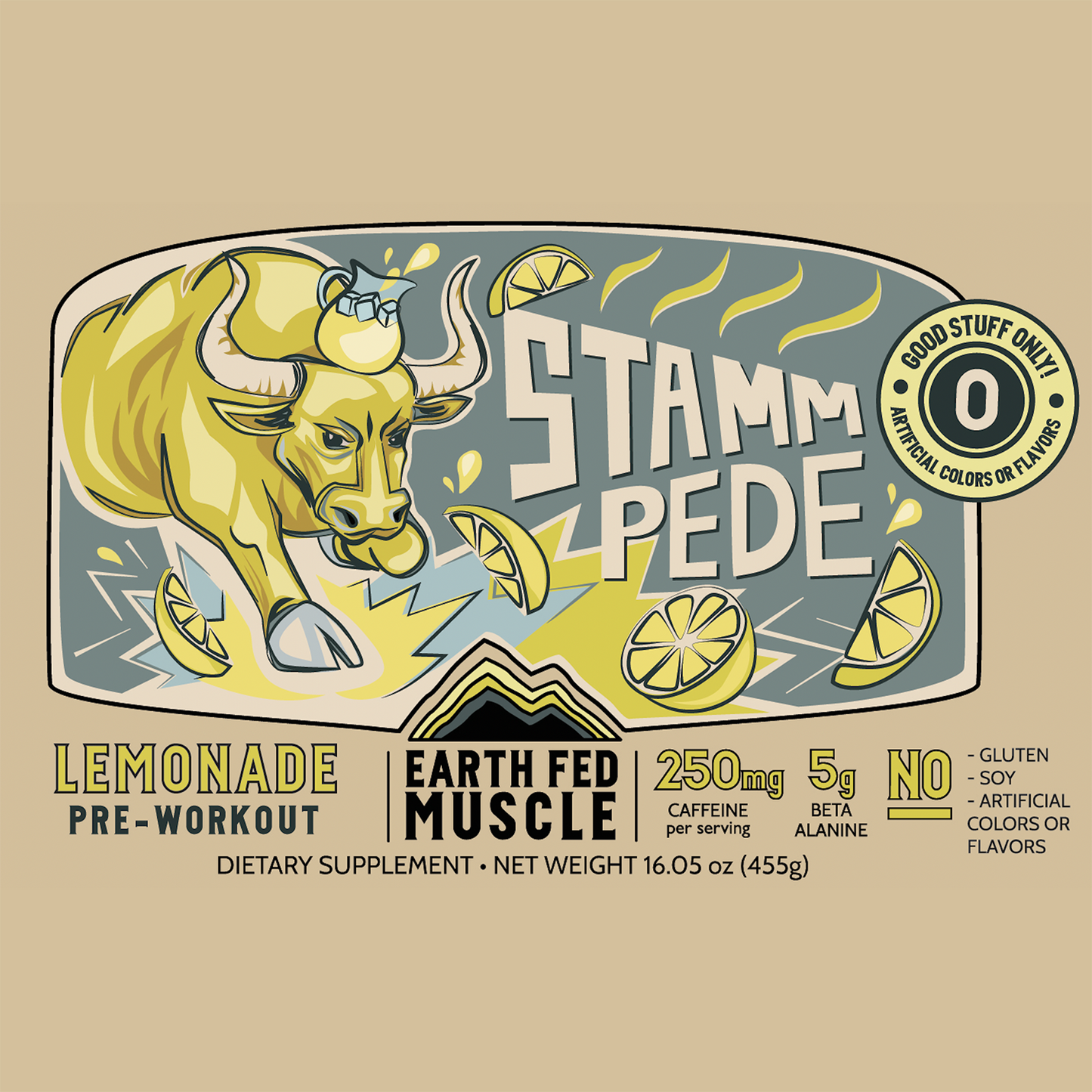 Stammpede Lemonade Pre Workout | Earth Fed Muscle | Clean, Beta Alanine ...