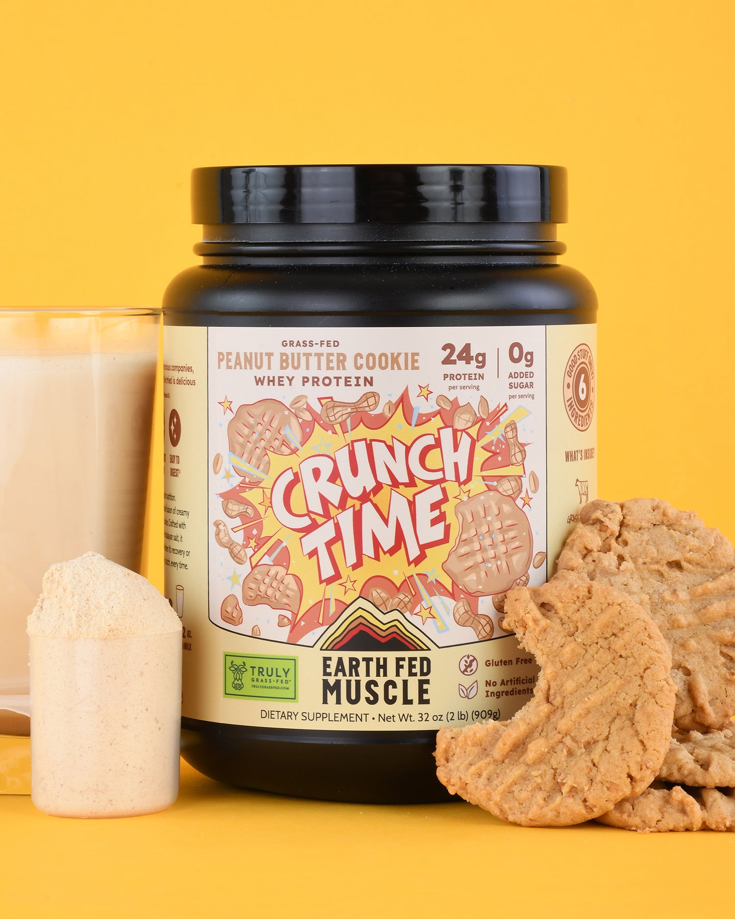 Crunch Time Peanut Butter Cookie Grass-Fed Whey – Earth Fed Muscle