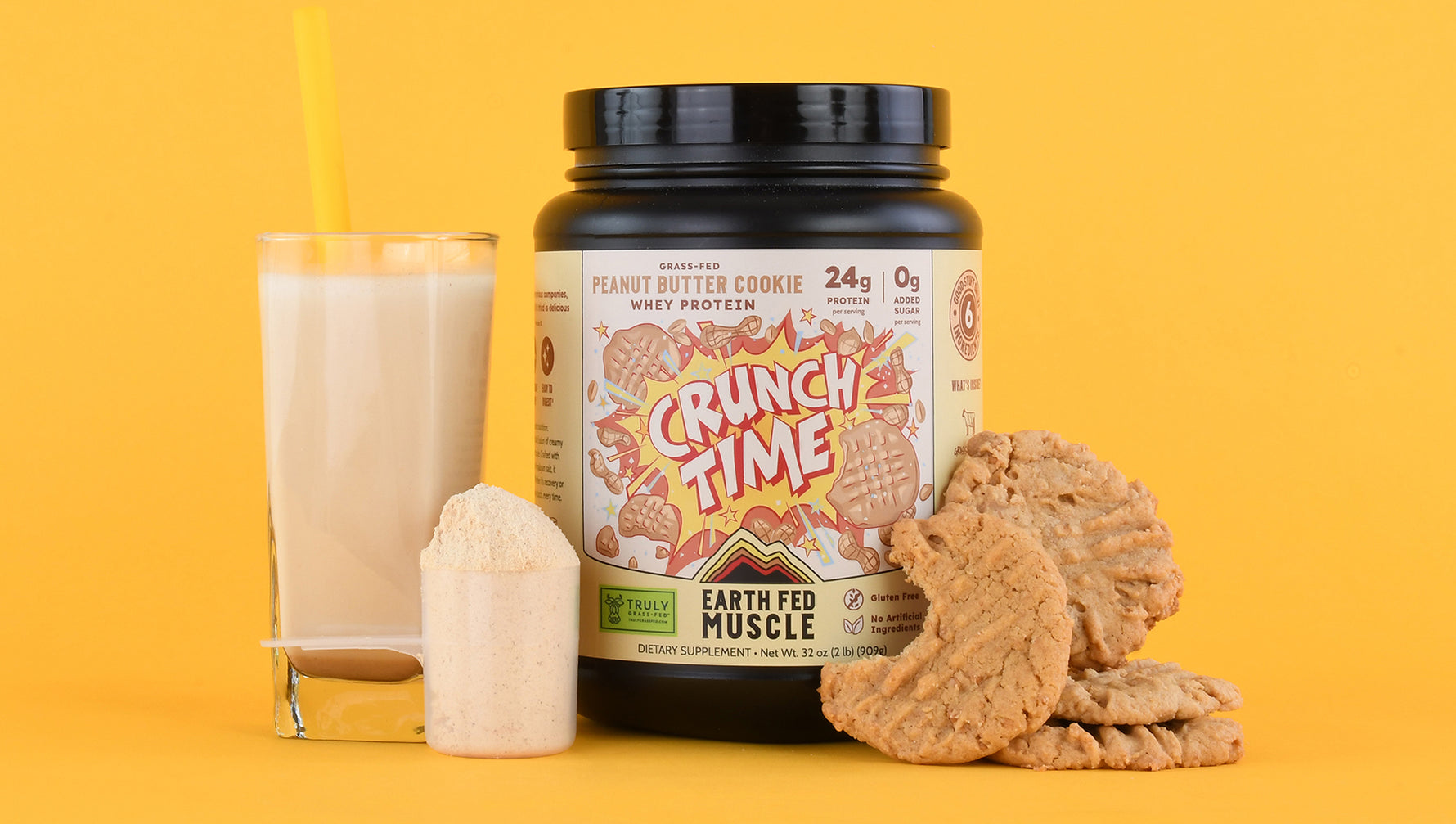 Crunch Time Peanut Butter Cookie Grass-Fed Whey – Earth Fed Muscle
