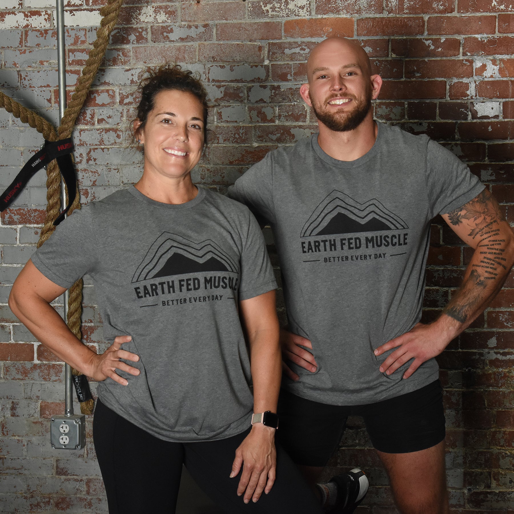 Dark Gray Heather Logo Tee – Earth Fed Muscle