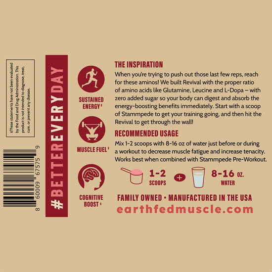 Revival Sour Cherry BCAA+ | Earth Fed Muscle | BCAA, L-Dopa, Mucuna ...