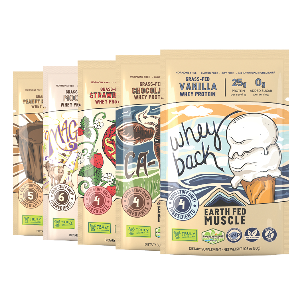 Single Serving Whey Protein Packs – Earth Fed Muscle
