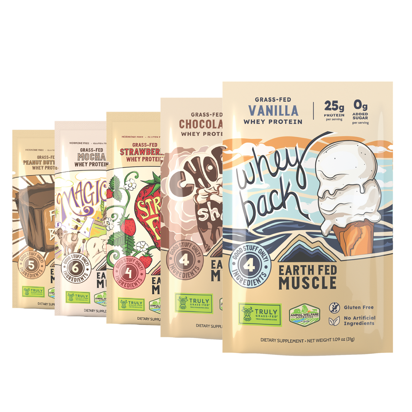 Single Serving Whey Protein Packs – Earth Fed Muscle