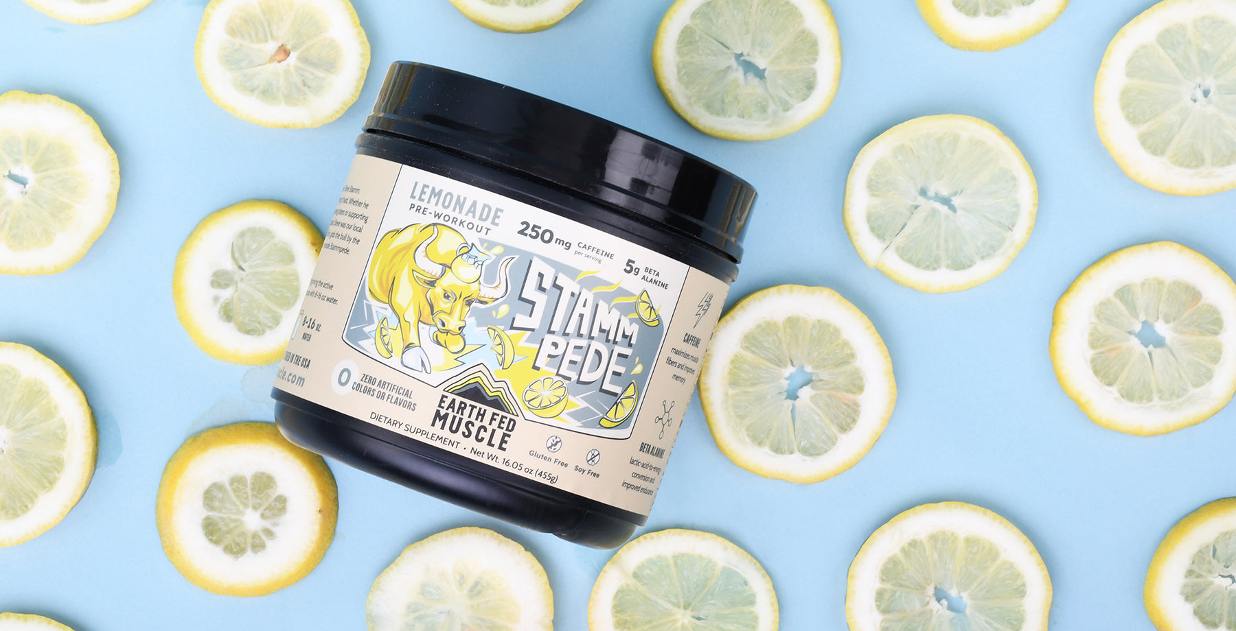 Stammpede Lemonade Pre Workout | Earth Fed Muscle | Clean, Beta Alanine ...