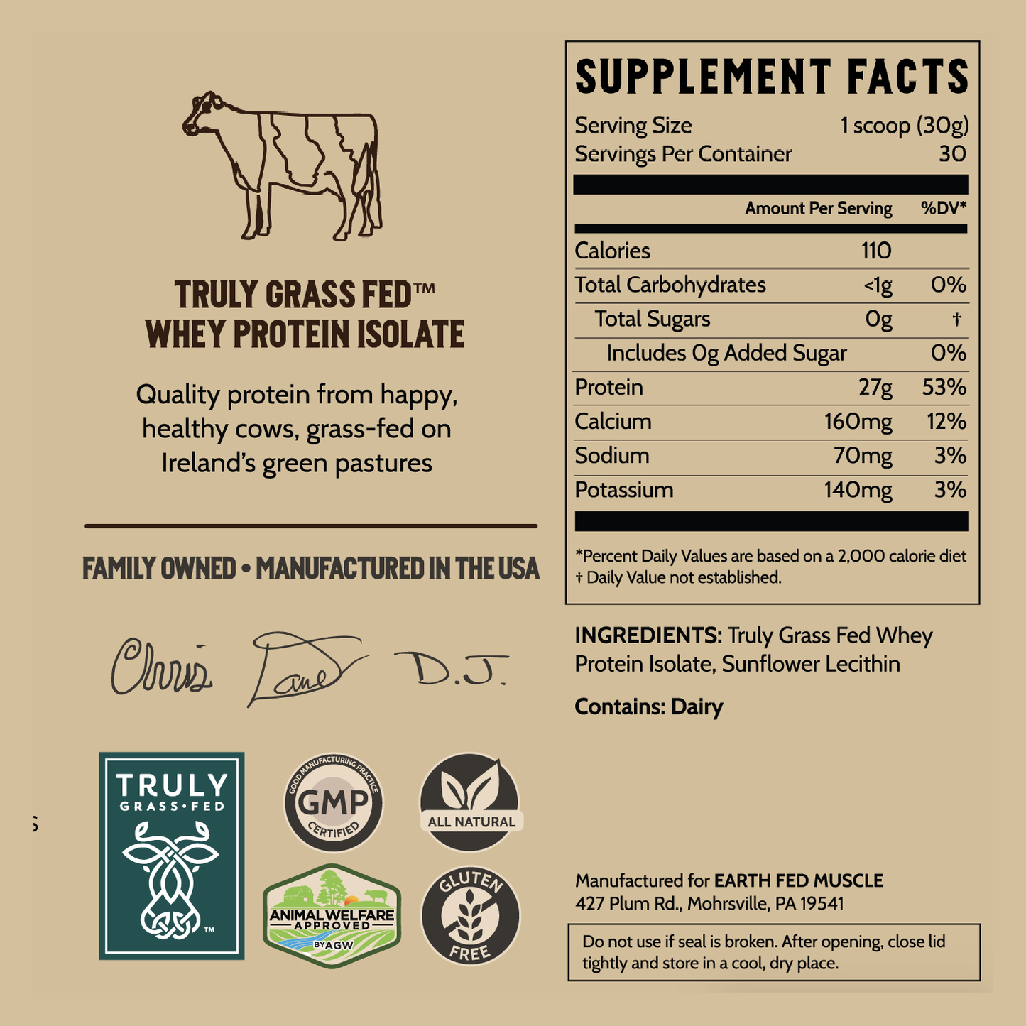 Truly Buff - Unflavored Grass-Fed Whey – Earth Fed Muscle