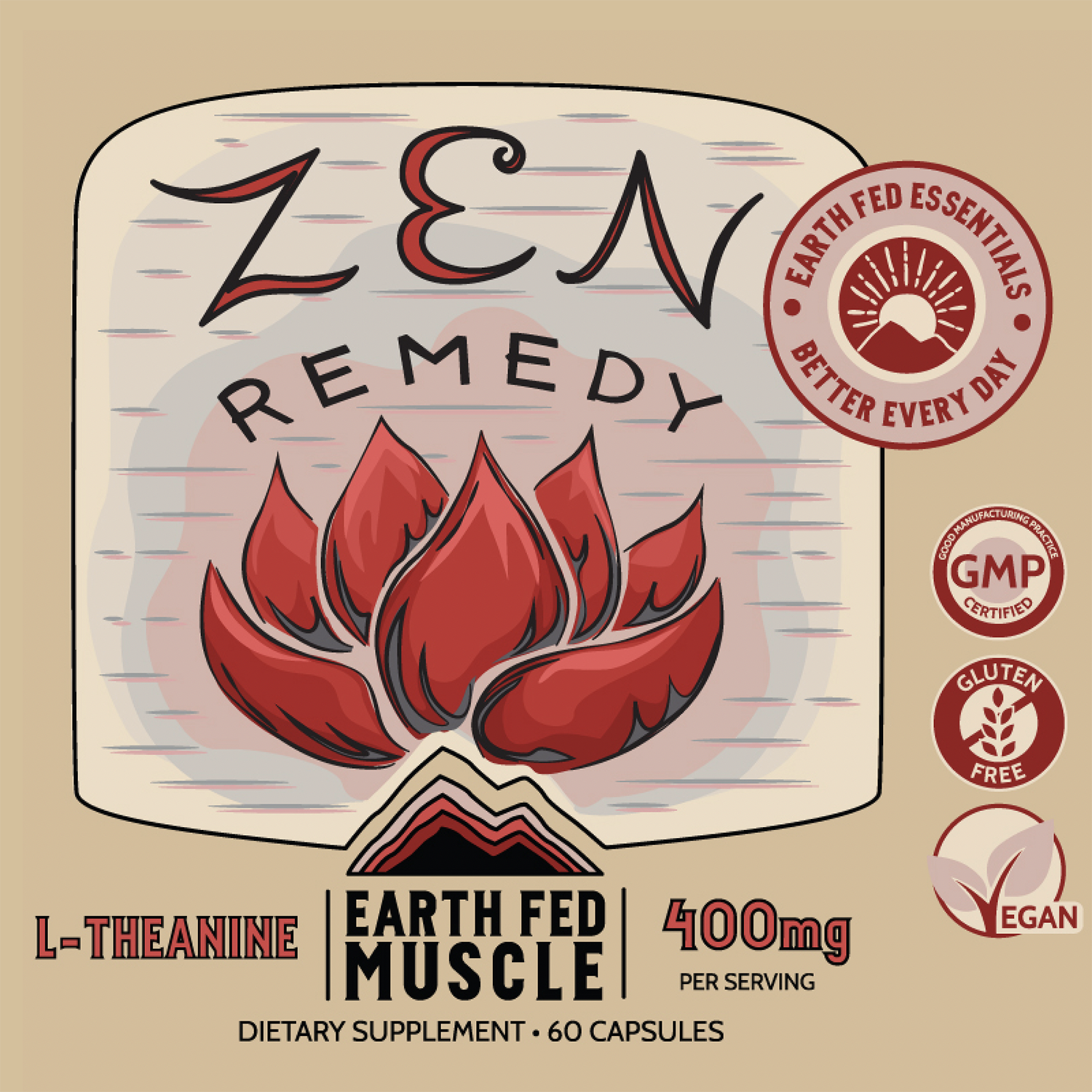 L-Theanine (400mg) | Zen Remedy by Earth Fed Muscle | Caffeine and L ...