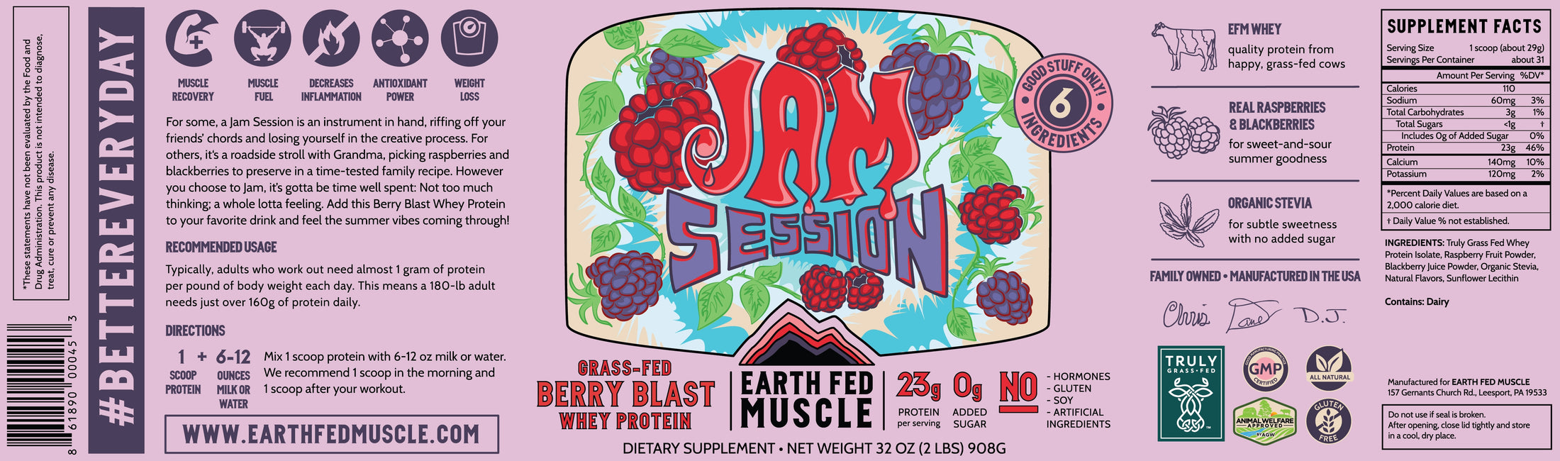 Jam Session Berry Grass-Fed Whey Protein – Earth Fed Muscle